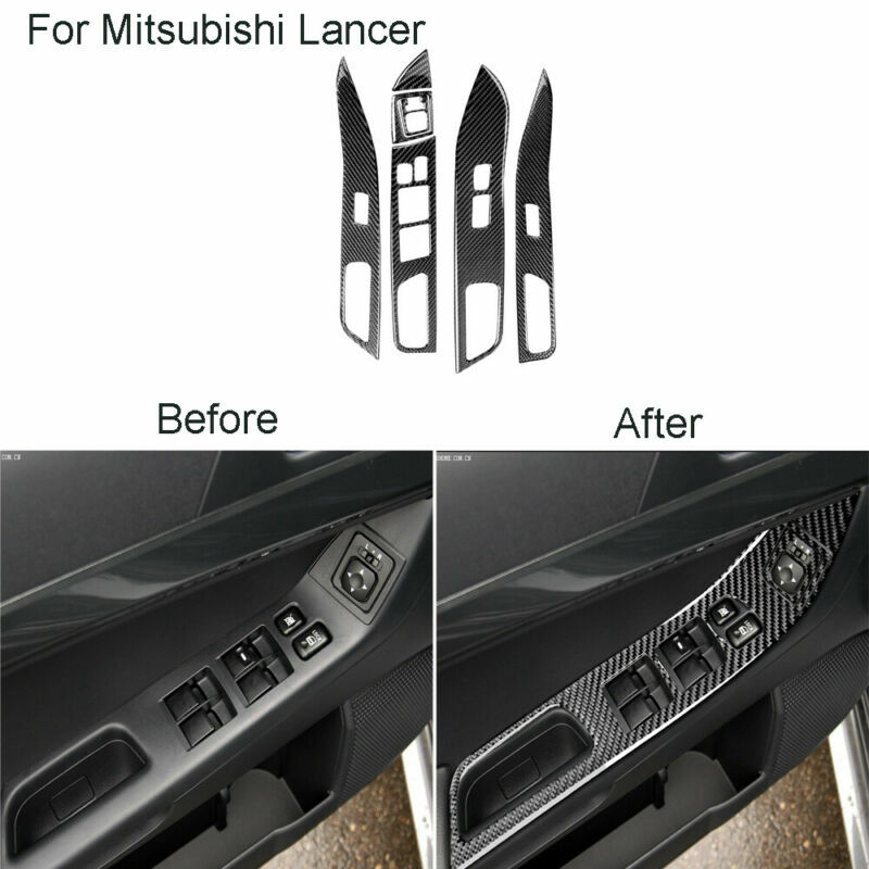 15Pcs Carbon Fiber Door's Interior Cover Trim For Mitsubishi Lancer ...