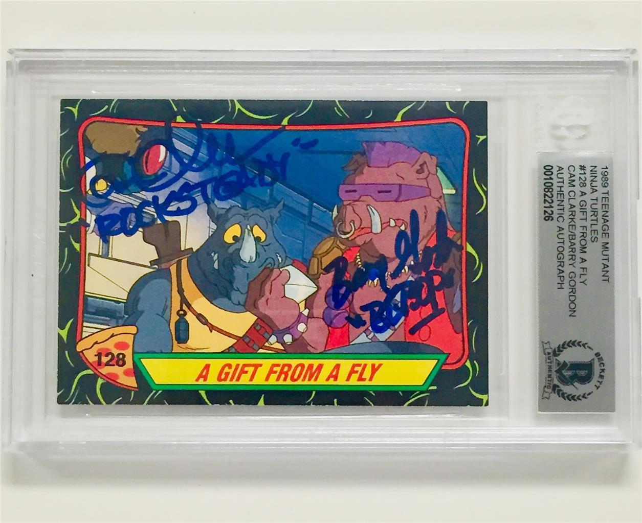 TMNT Ninja Turtles BARRY GORDON~CAM CLARKE signed BEBOP~ROCKSTEADY card ...