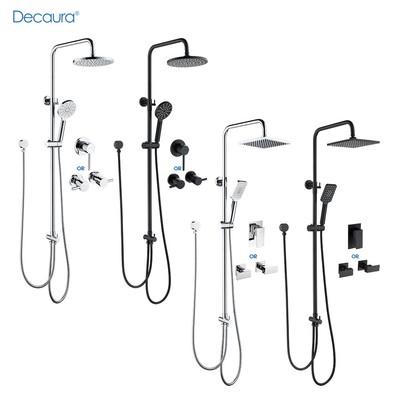 Decaura Shower System long Rail 8"/9" Rain Shower Head Set Shower Mixer ...