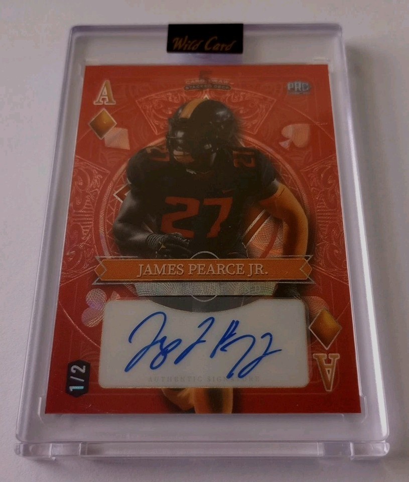 James Pearce Jr. 2024 Wild Card 5 Card Draw Stacked Deck Ace 🔶 Auto 1/2 ...