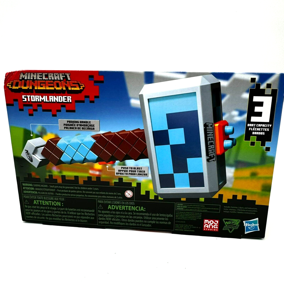 NERF BRAND NEW Minecraft Stormlander Dart Blasting Blue Hammer FREE ...