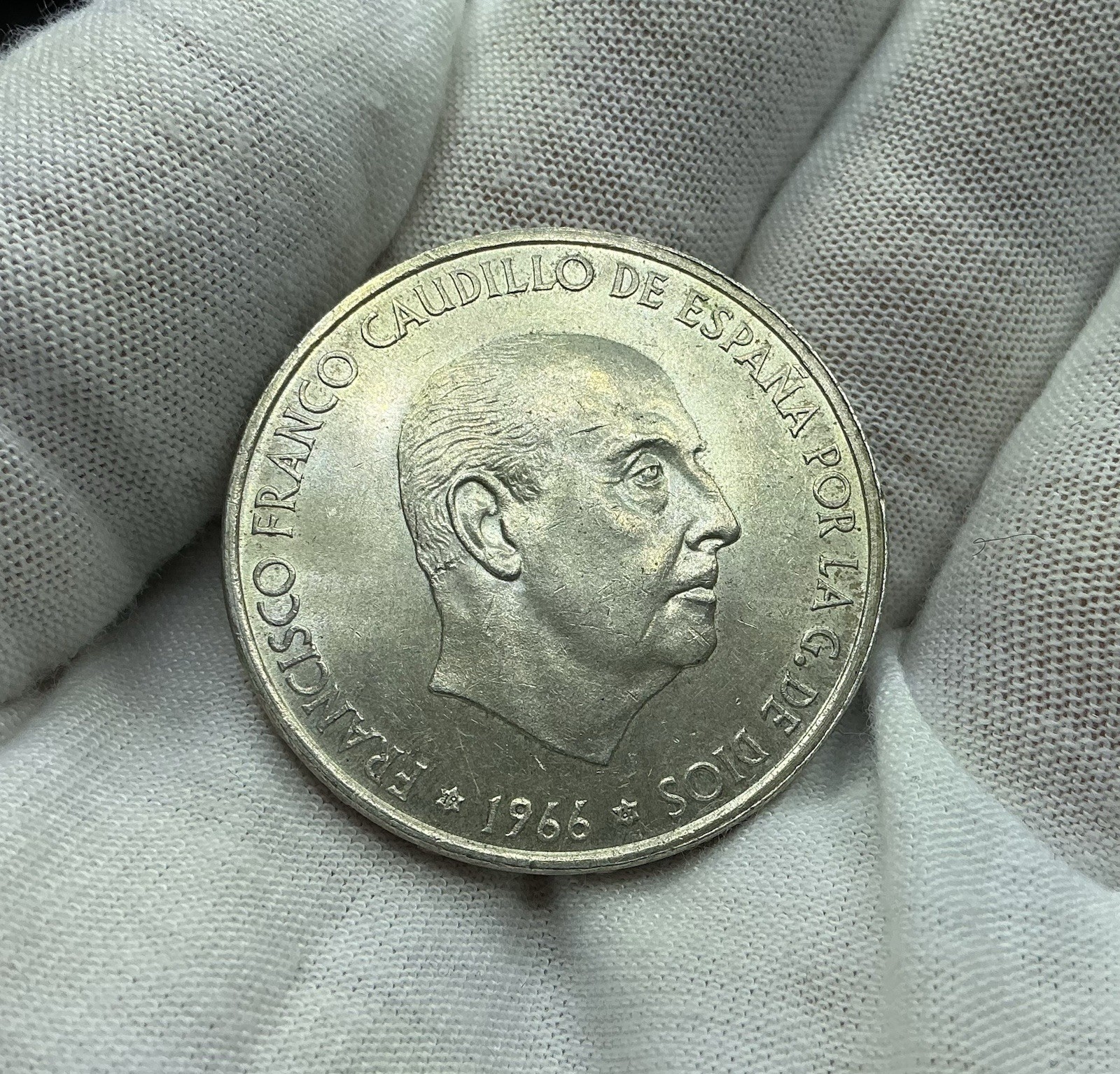 1966 100 PTAS Spain 19g Silver Coin 100 Pesetas Francisco Franco ...