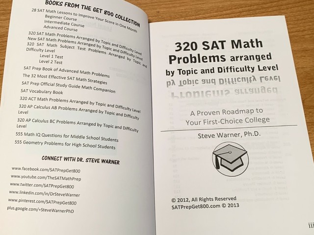 320 SAT Math Problems Arranged by Topic and Difficulty Level by Steve ...