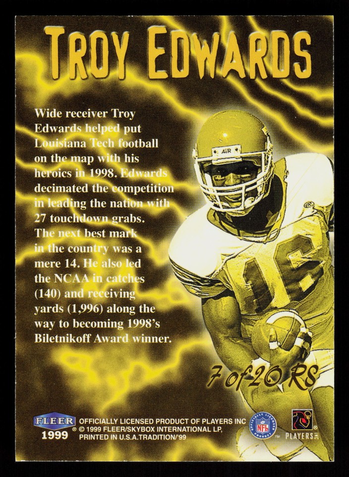 1999 Fleer Tradition Troy Edwards #7RS Football Pittsburgh Steelers | eBay
