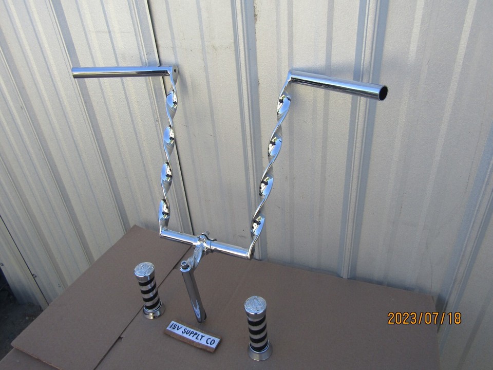 NEW CHROME LOWRIDER BICYCLE FLAT TWISTED HANDLEBAR , TWISTED GOOSENECK ...