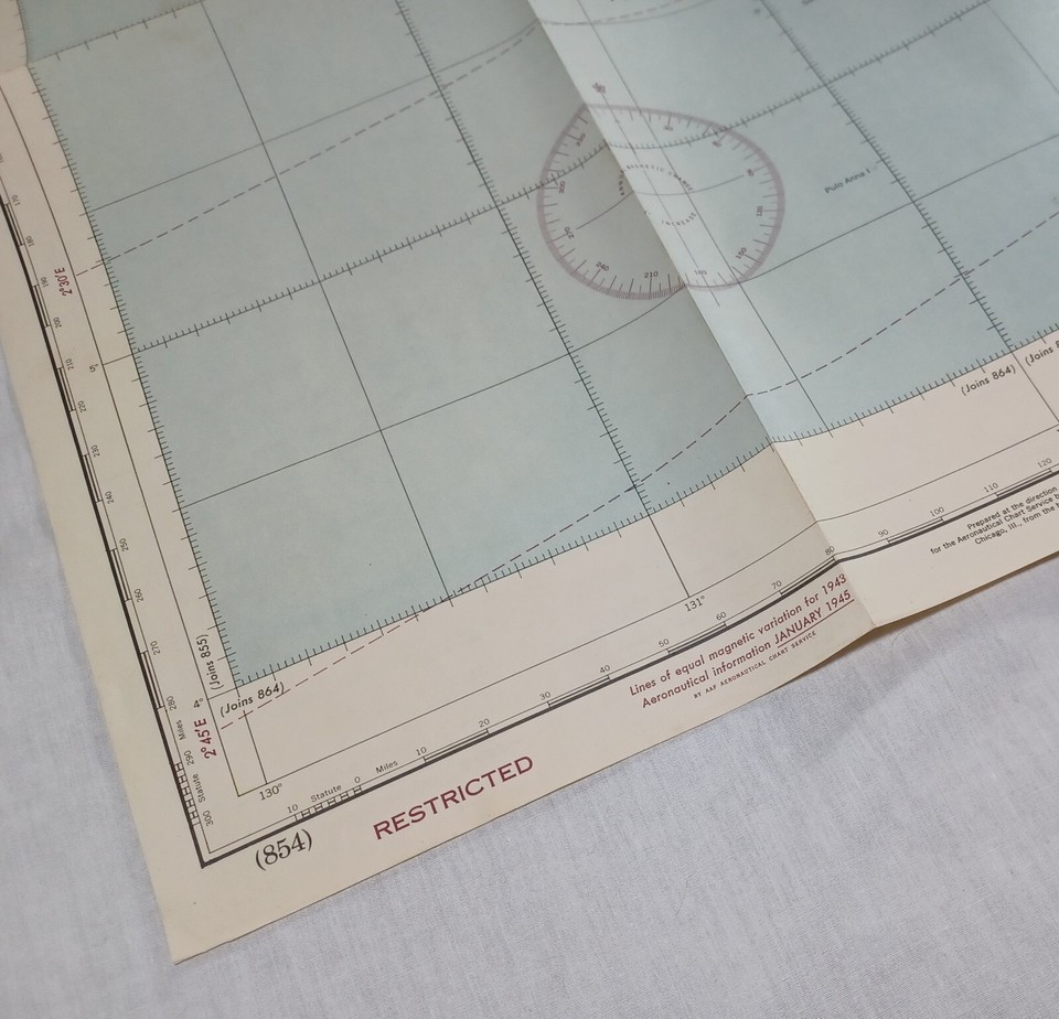 WW2 WWII Palau Islands, Peleliu Army AF Restricted Aeronautical Map 28. ...