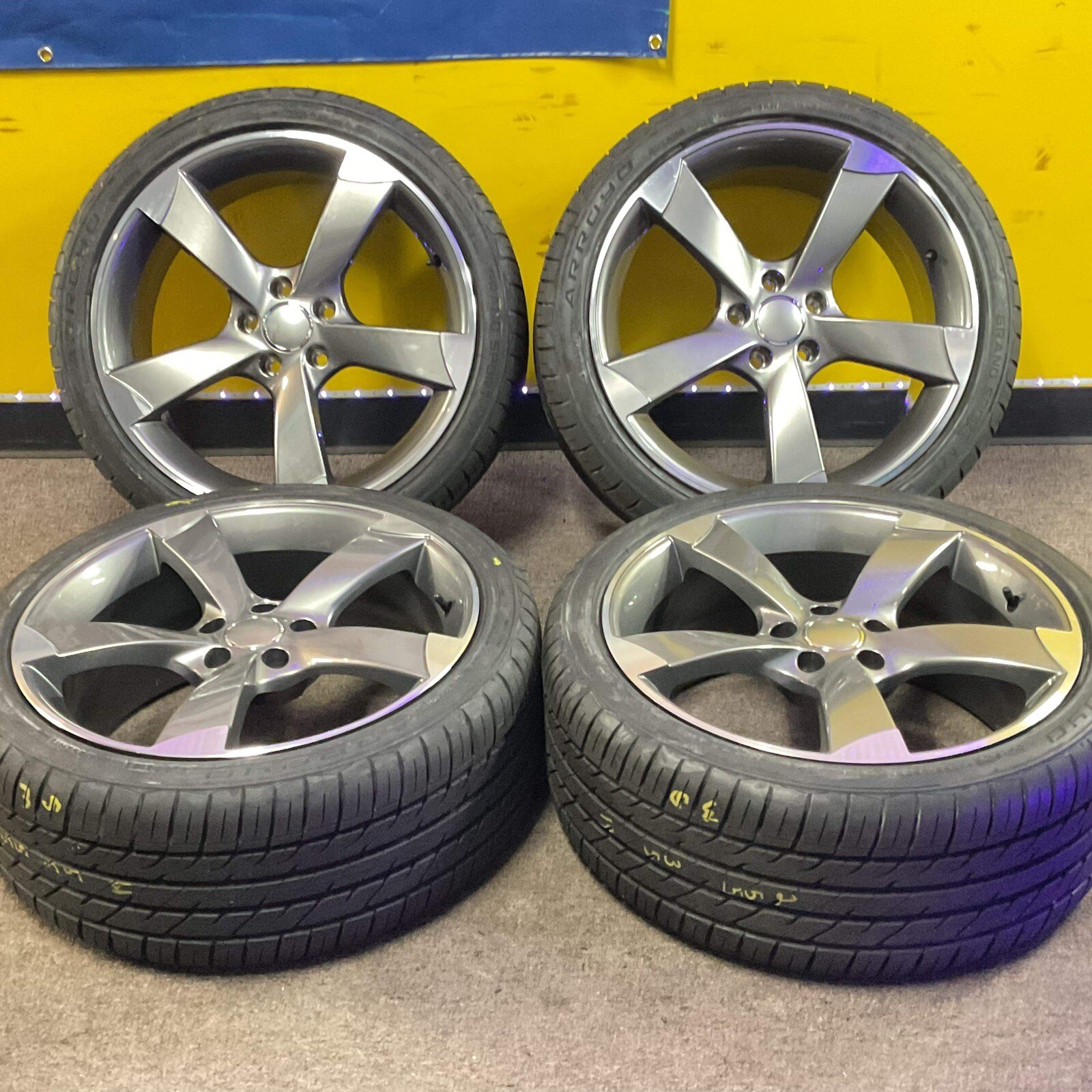 19x8.5 +35 Rotor Style Wheels and tires For Audi A3 A4 A5 A6 A7 Q5 ...