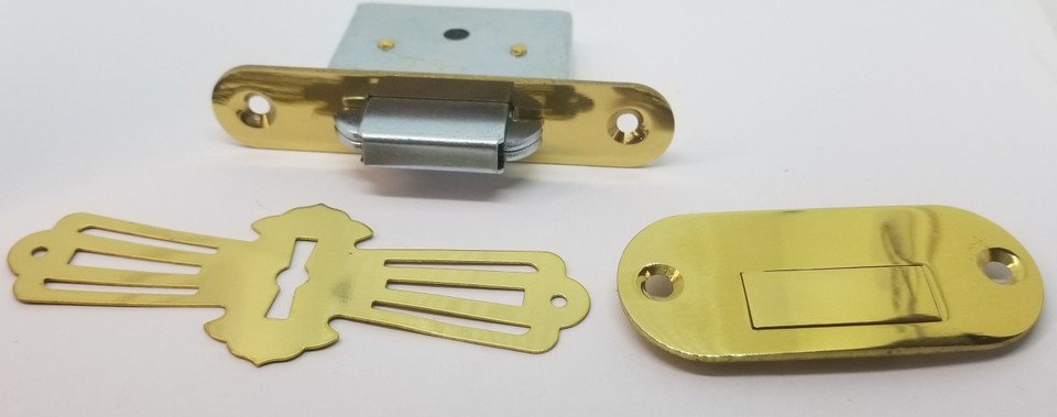 Full Mortise ROLL TOP DESK LOCK SET rounded plates brass Lock Catch ...