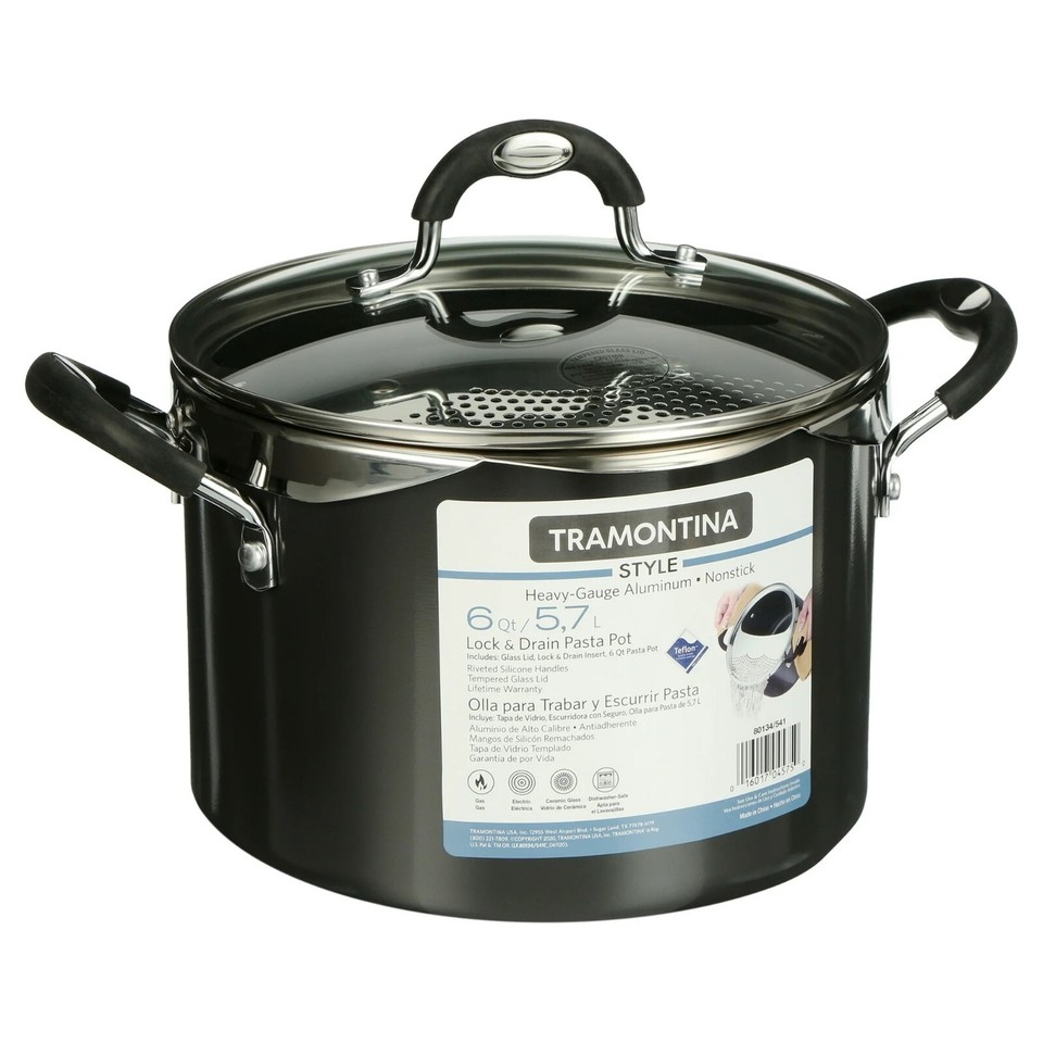 Tramontina 6 Quart Lock and Drain Charcoal Gray Pasta Pot | eBay