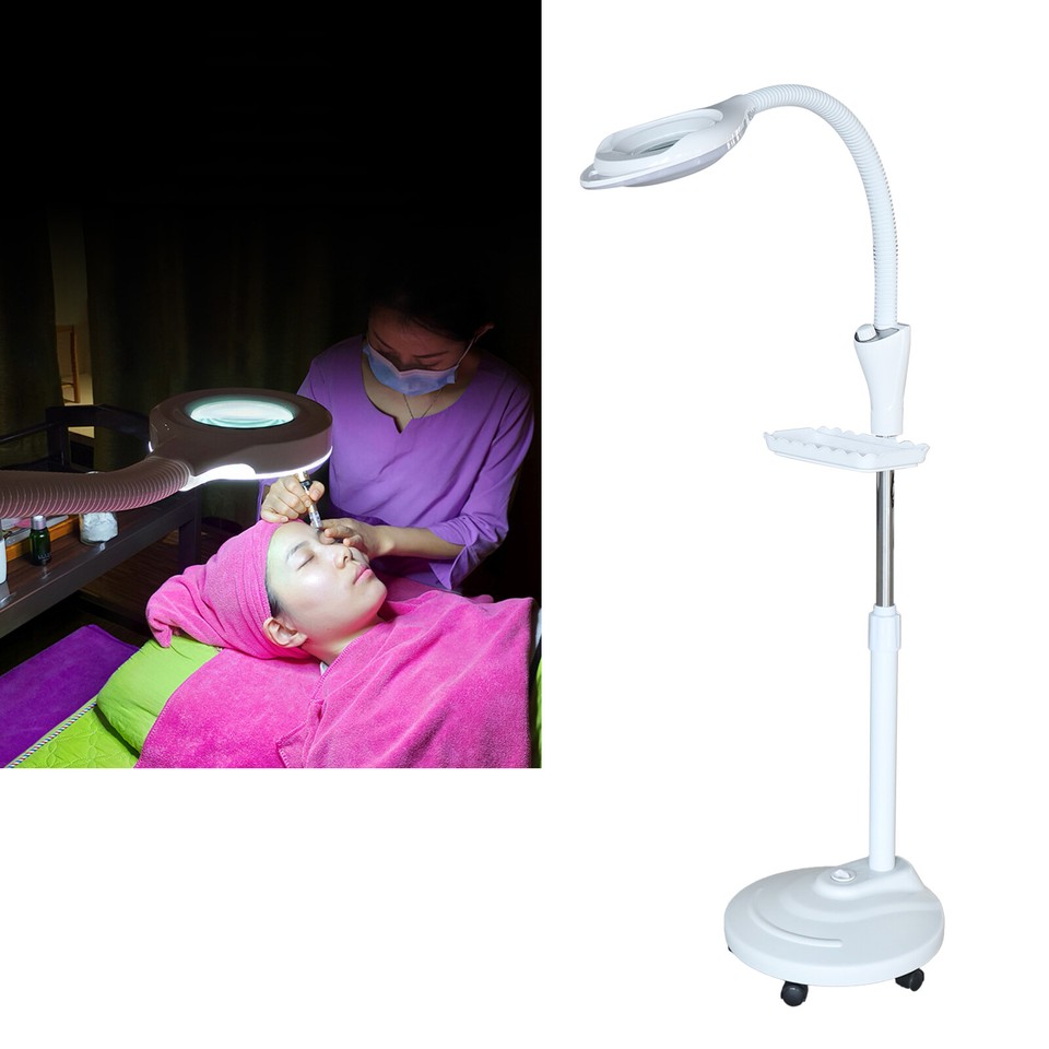 16X Diopter Floor Stand Rolling Magnifier LED Lamp Glass Magnifying ...