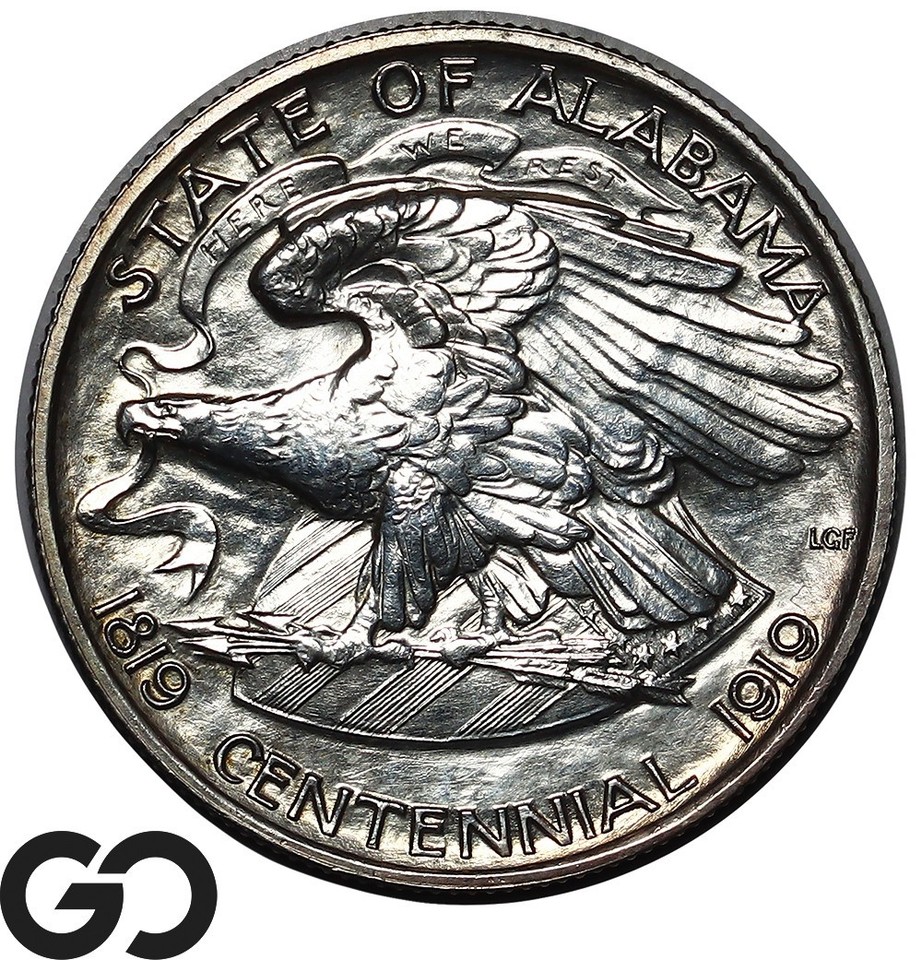 1921 2x2, Alabama Commemorative Half Dollar, Scarce Gem BU++ Better ...