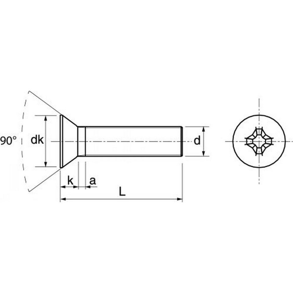 200X Phillips Senkschrauben Edelstahl A2 3x20 M3 DIN965 PH Schlitz ...