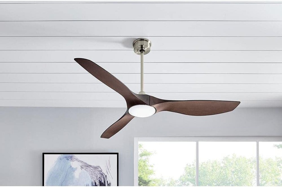 HDC YG825-BN Marlon 66" LED Indoor Brushed Nickel Ceiling Fan Light ...