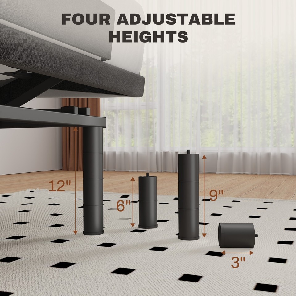 FLEXISPOT Massage Zero Clearance Adjustable Bed Frame Base with ...