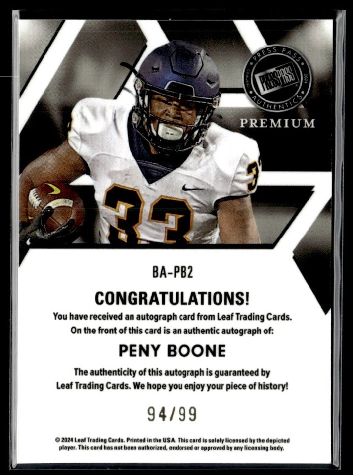 2024 Leaf Press Pass Premium Peny Boone RC Auto /99 #BA-PB2 | eBay