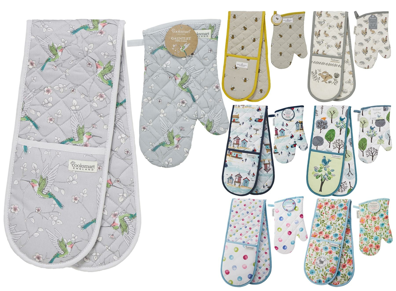 Cooksmart Oven Gloves Decorative Kitchen Double Glove Mitt or Single ...