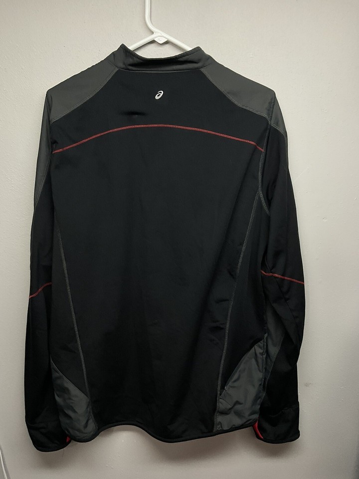 Asics Full Zip Running Jacket Men’s Large Inner Wrist Cuffs Thumb Holes ...