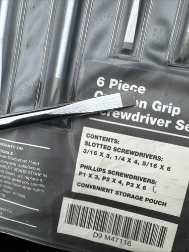 Sears Craftsman USA Nos 6pc Cushion Grip Screwdriver Set 47116 Pratt ...