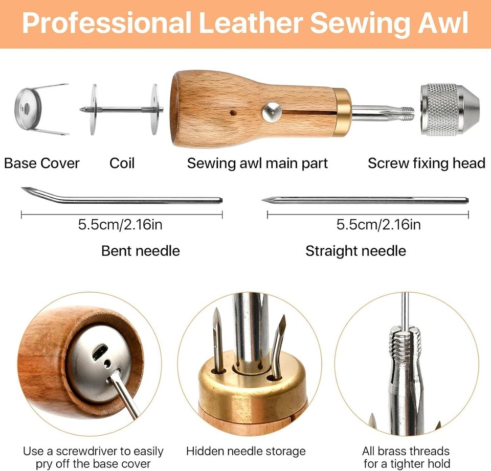 23pcs Speedy Stitcher Sewing Awl Kit Portable Leather Sewing Awl Kit ...
