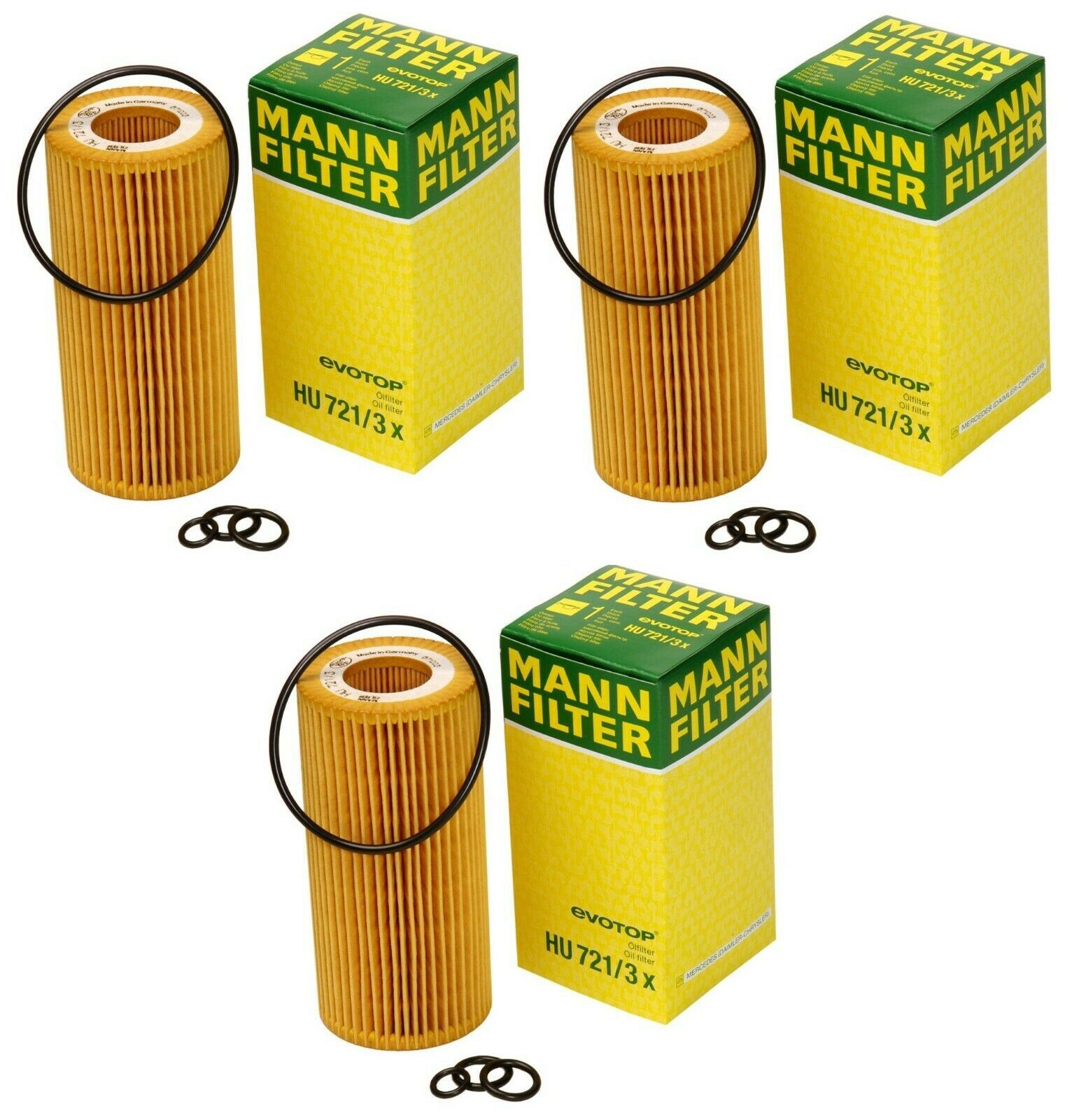 OEM Mann Set of 3 Engine Oil Filters For Mercedes C216 W221 R230 ...
