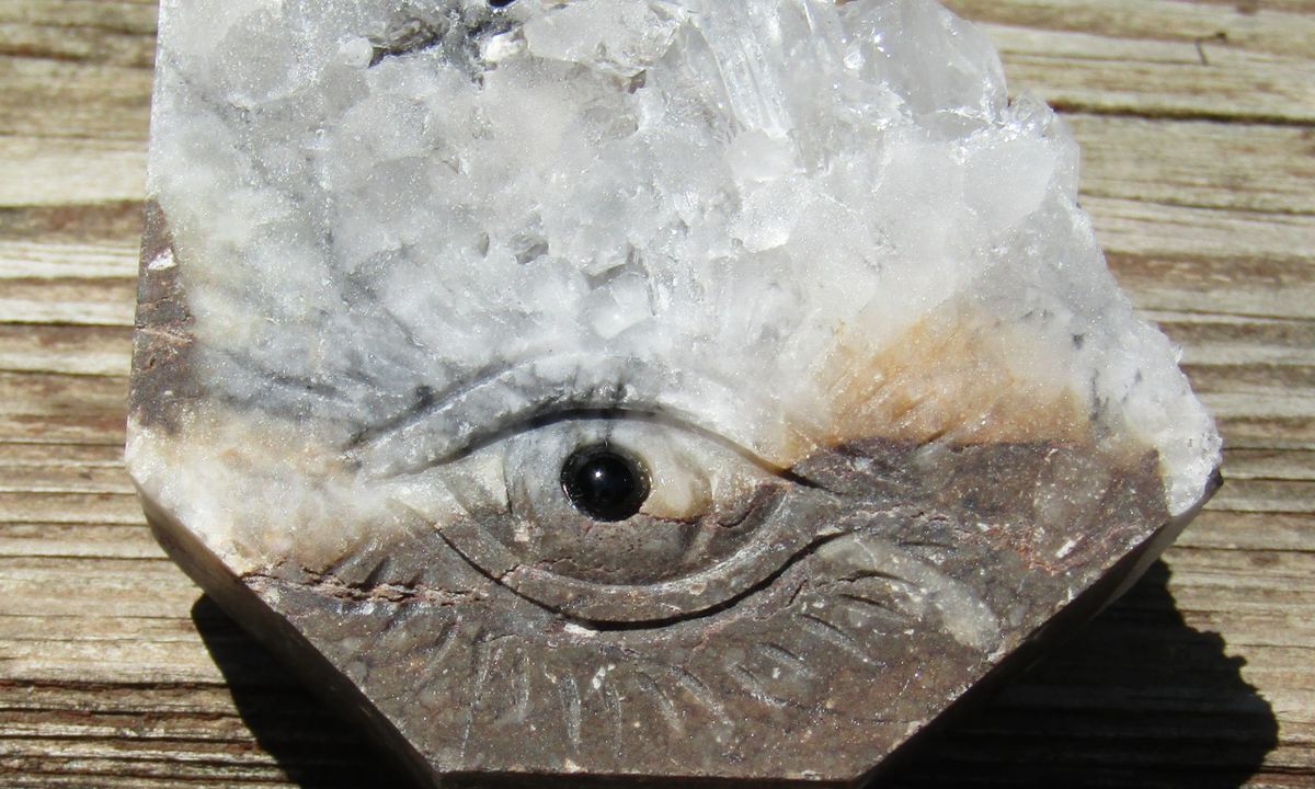 Natural Quartz Crystal Carved Eye of Providence Octagon Art ...