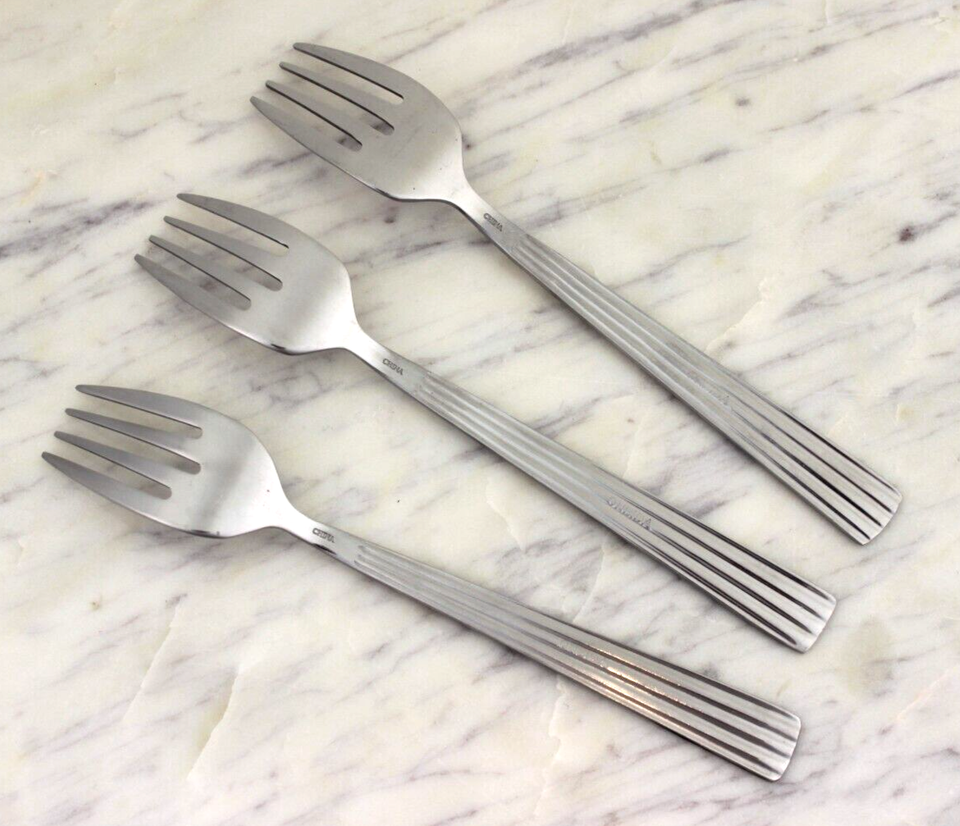 Oneida China Stainless - Ribbed Handle - Salad Fork 6 3/8" Set of 3 | eBay