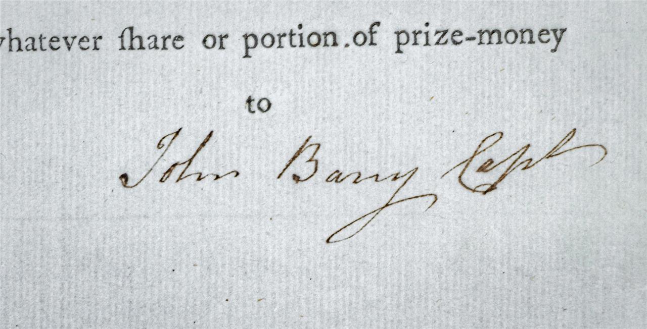 RARE REVOLUTIONARY WAR NAVAL CAPTAIN JOHN BARRY SIGNED DOCUMENT ...