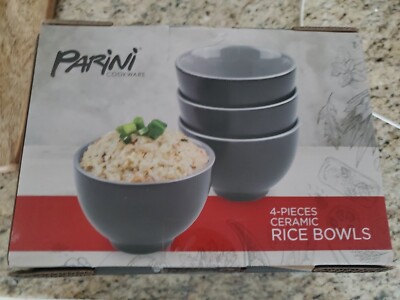 Parini 4-Piece Ceramic Rice Bowls New in Box 2-Tone Gray | eBay