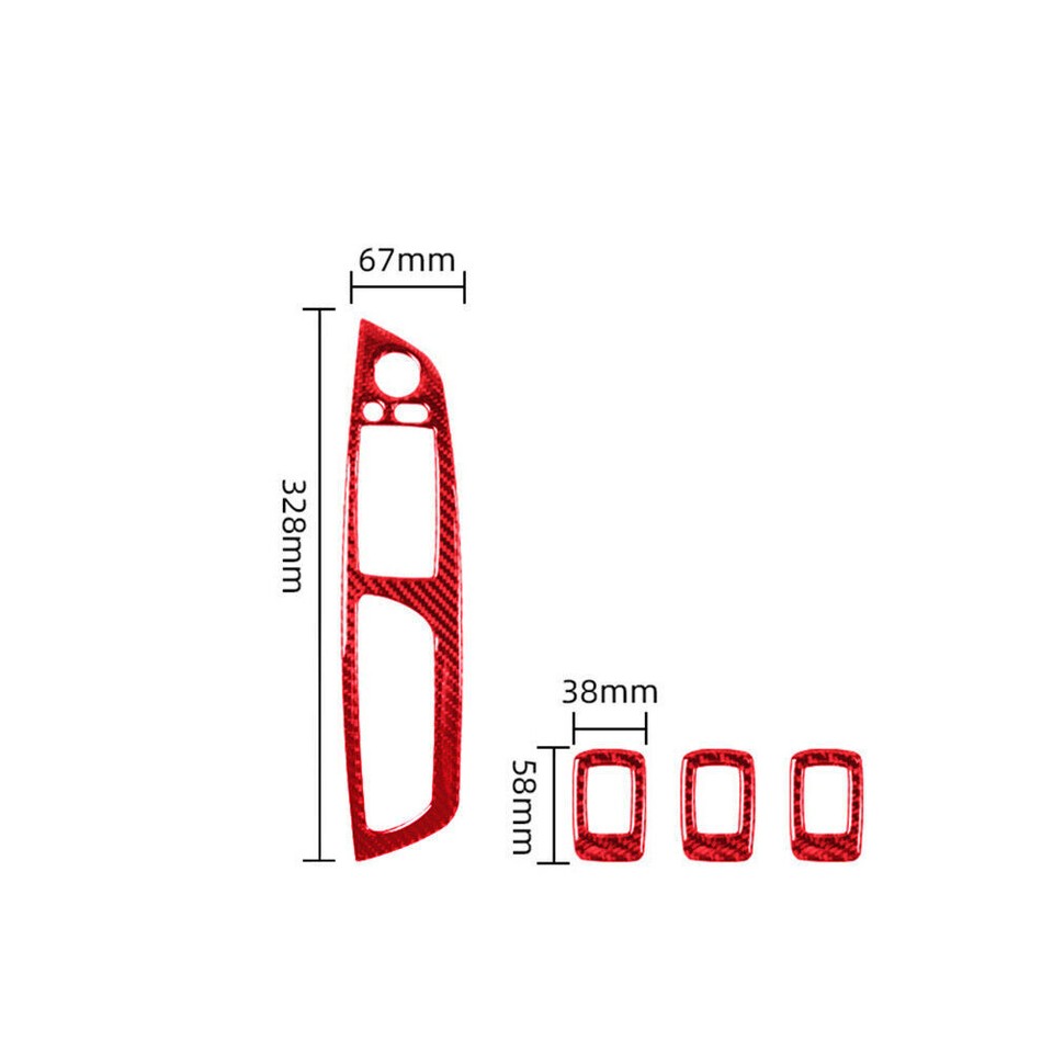 4Pcs For BMW X5 E70 X6 E71 Red Carbon Fiber Interior Door Control Cover ...