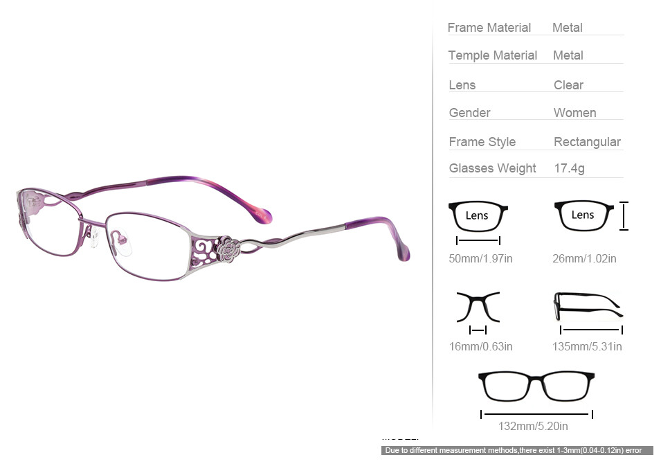 New Fashion Women's Metal Alloy Full Rim Eyeglass Frames Optical ...