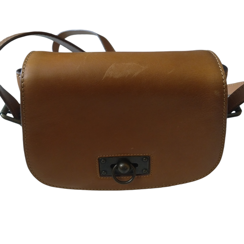 FRYE Farrah Cognac Leather Crossbody Saddle Bag Toggle Closure ...