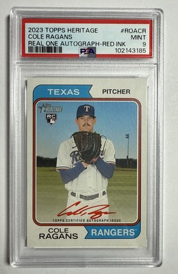 2023 TOPPS HERITAGE REAL ONE AUTO COLE RAGANS ROOKIE RED INK /74 PSA 9 ...
