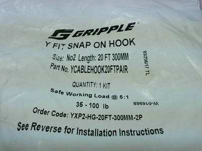 Gripple YXP2-HG-20FT-300MM-2P Y Fit Snap On Hook Kit No2 20 Ft - New In ...