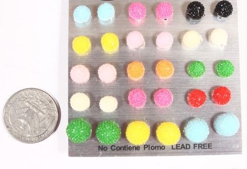 Multi Color Set pack of 15pair ball stud post earrings | eBay