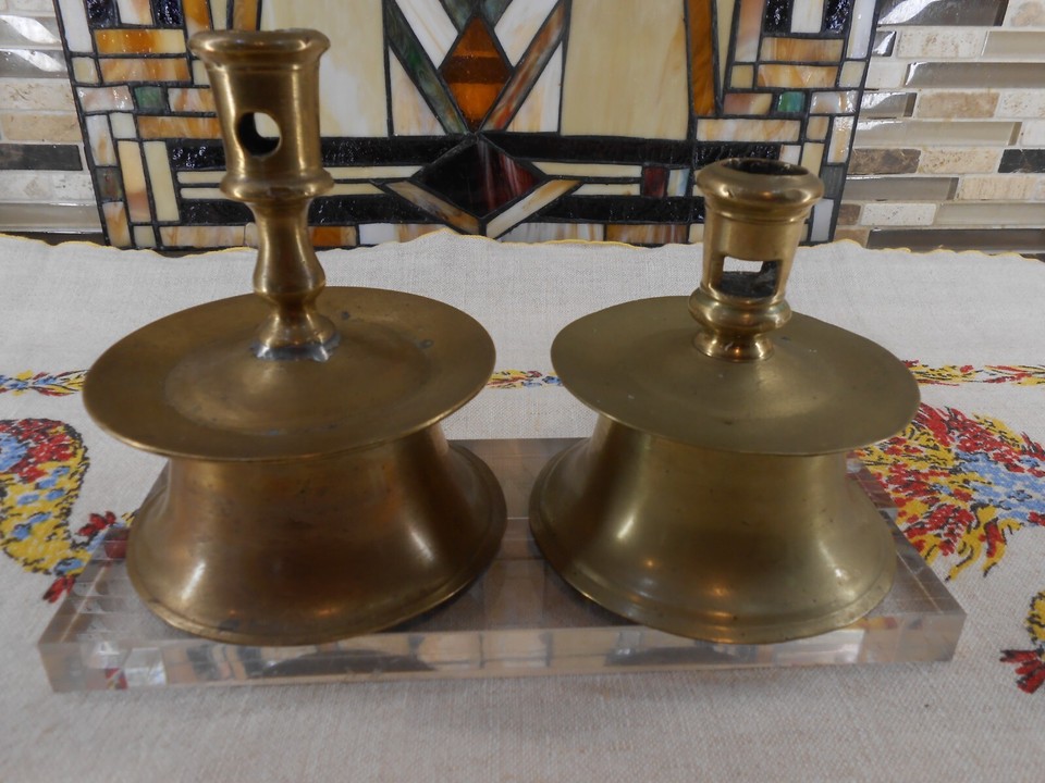 ANTIQUE 16TH / 17TH CENTURY SPANISH BRASS CAPSTAN CANDLE HOLDER ...