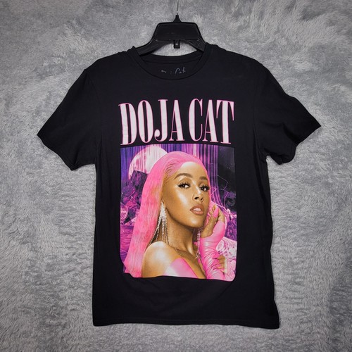 Doja Cat Shirt Womens Large Black Graphic Tee Short Sleeve Hot Pink ...