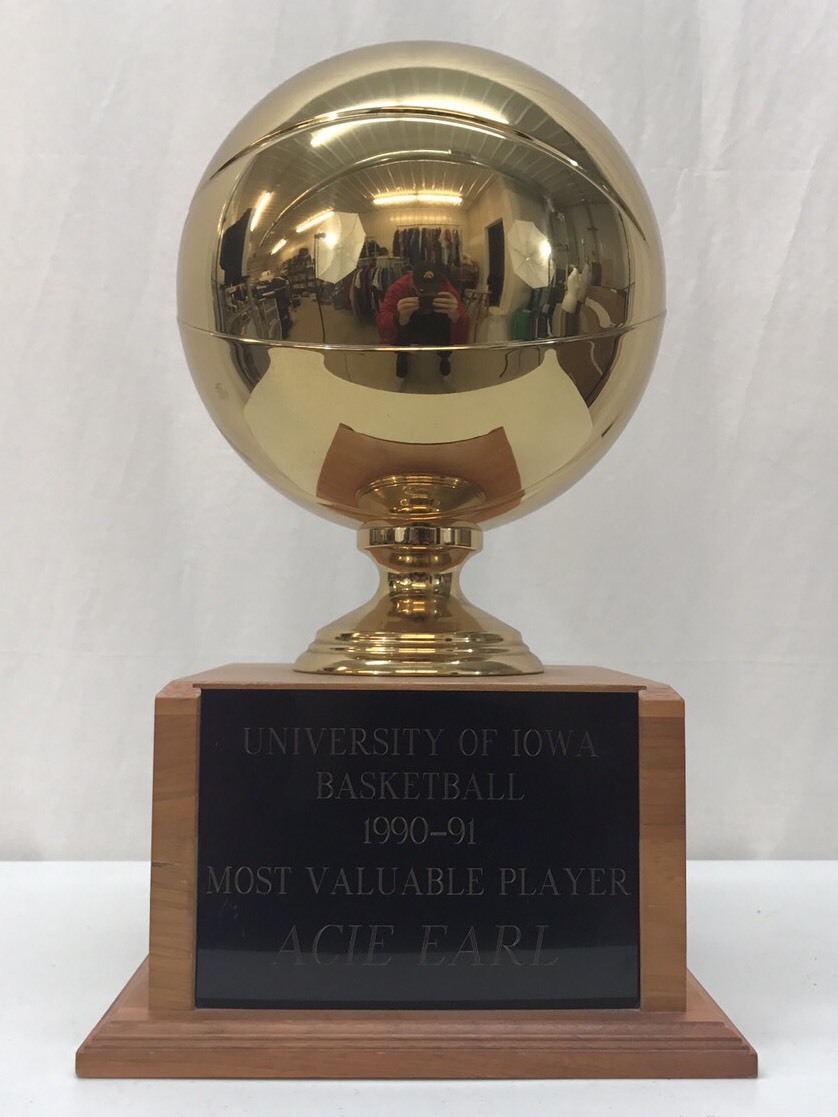 Acie Earl Iowa Hawkeyes Basketball 1990-1991 Most Valuable Player (MVP ...