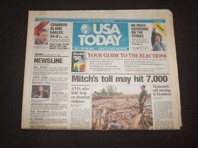 1998 NOVEMBER 3 USA TODAY NEWSPAPER-HURRICANE MITCH'S TOLL MAY HIT ...