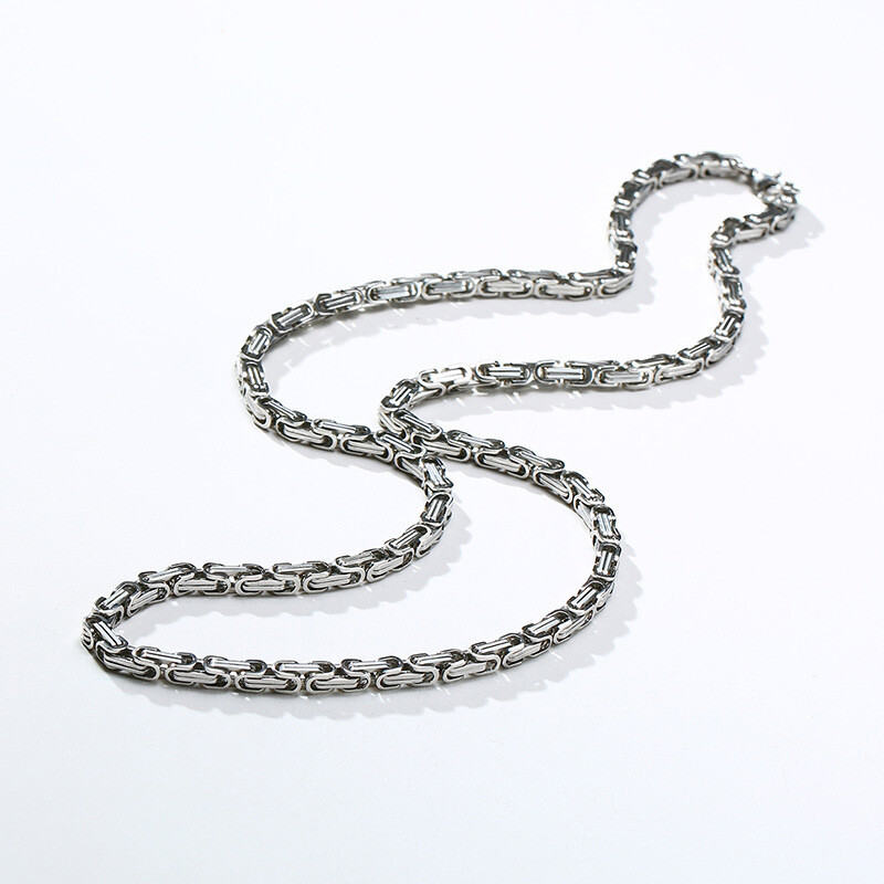 Mens Stainless Steel 4/5/6/8mm Byzantine Box King Chain Necklace ...