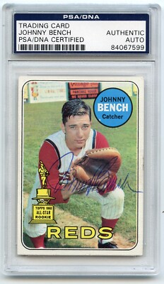 JOHNNY BENCH Signed 1969 Topps #95 Rookie Cup Reds HOF PSA/DNA ...