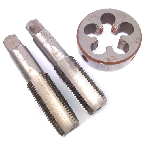 HSS M18 x 1.5mm Taper & Plug Tap & M18 x 1.5mm Die Metric Thread Right ...