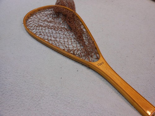 Vintage Orvis Fly Fishing Net Wooden handled Trout fishing Stream ...