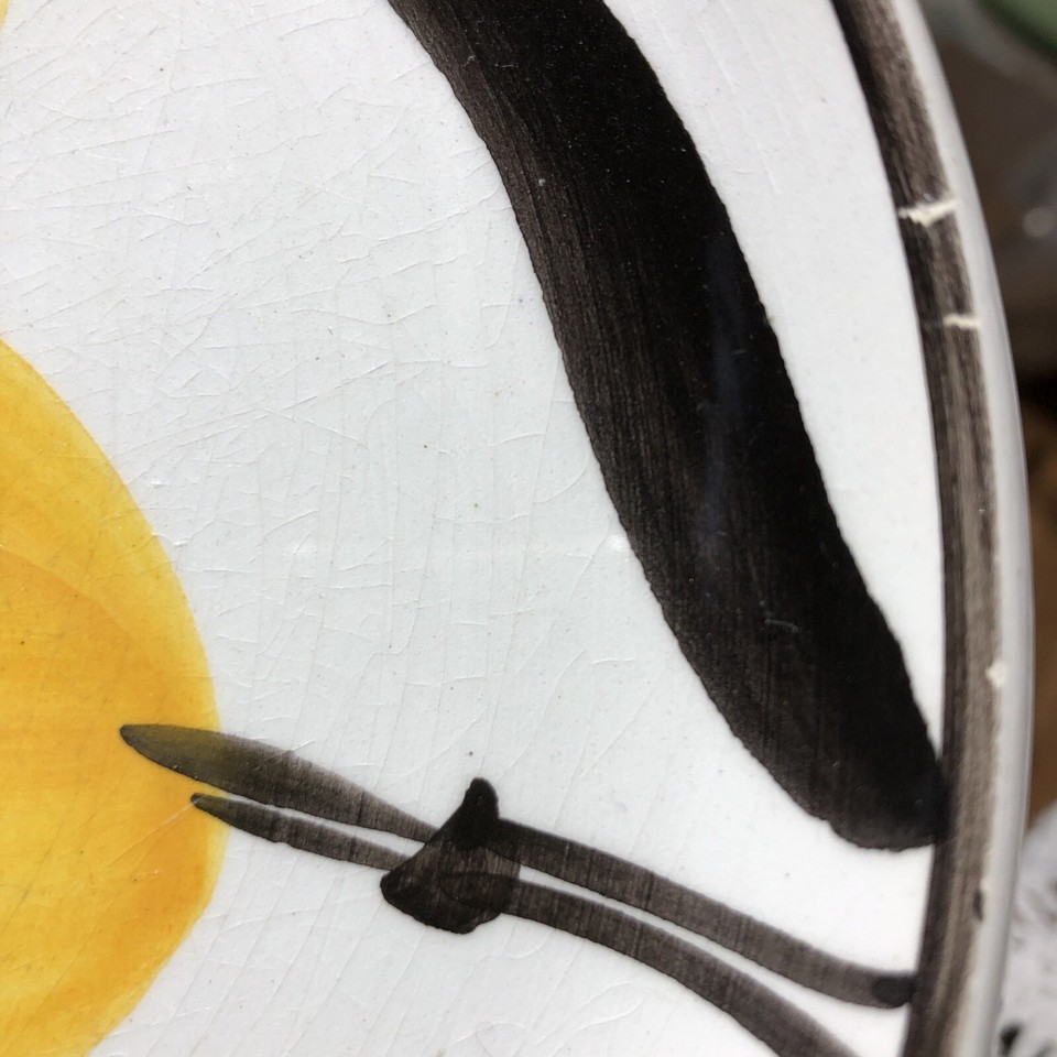 Rare Olaria De Alcobaca Hand Painted Yellow Flower Plate Portugal ...