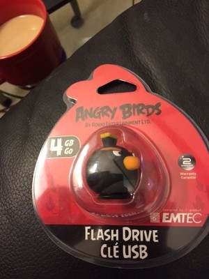 Emtec 4GB Angry Birds USB Flash Drive Black Bird With Strap New!!! | eBay