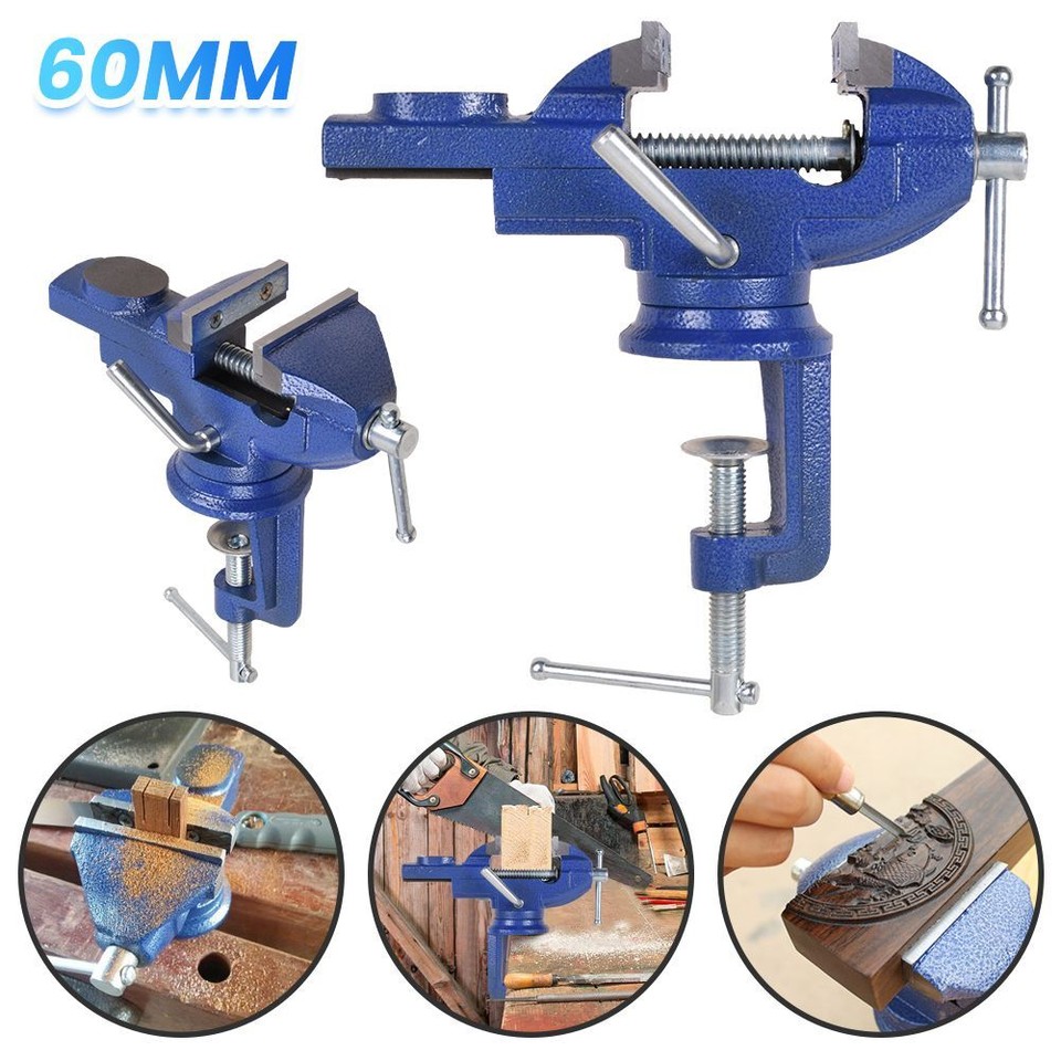 60mm Table Vise Heavy Duty Work Bench Vice Jaw Swivel Base Workshop ...
