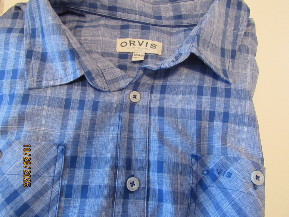 Orvis Button Down Shirt Mens Medium Blue Plaid Classic Collection ...