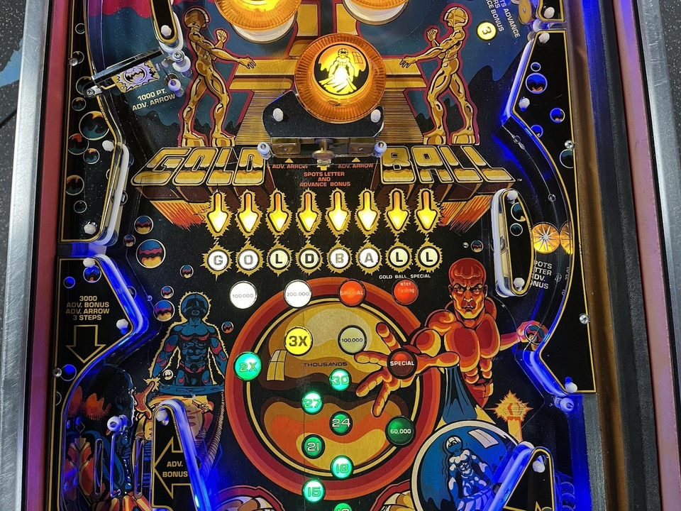 1983 BALLY GOLD BALL PINBALL MACHINE PROFESSIONAL TECHS FULL LEDS PLAYS ...