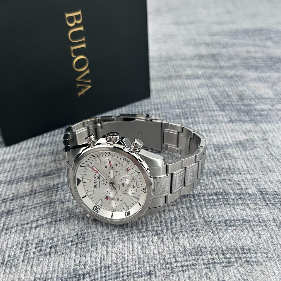 Bulova Men's 96B255 Marine Star Series B White Dial Chronograph Quartz ...
