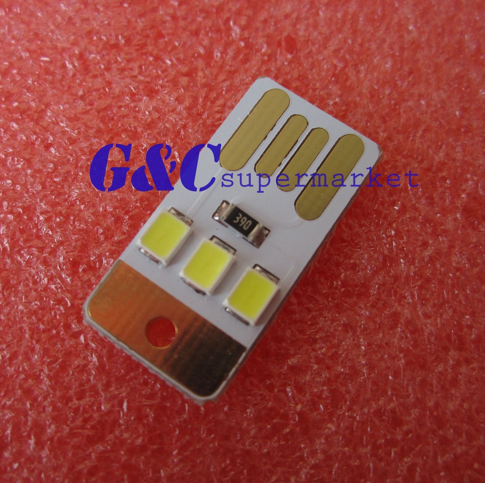 Mini White LED Night Light Pocket Card Lamp Led Keychain Portable USB ...