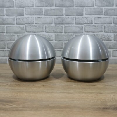 Pair Of Retro Style Brushed Metal SPLIT SPHERE Globe/Ball Ceiling Light ...